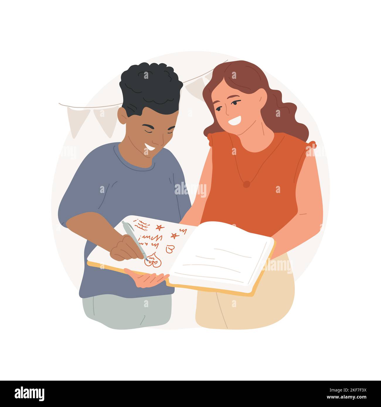 Yearbook signing party isolated cartoon vector illustration. Book ...