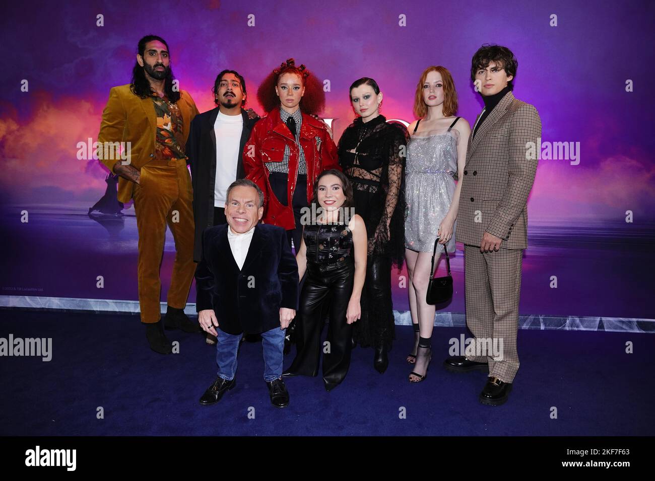 (left to right) Amar Chadha-Patel, Tony Revolori, Warwick Davis, Erin Kellyman, Annabelle Davis ...