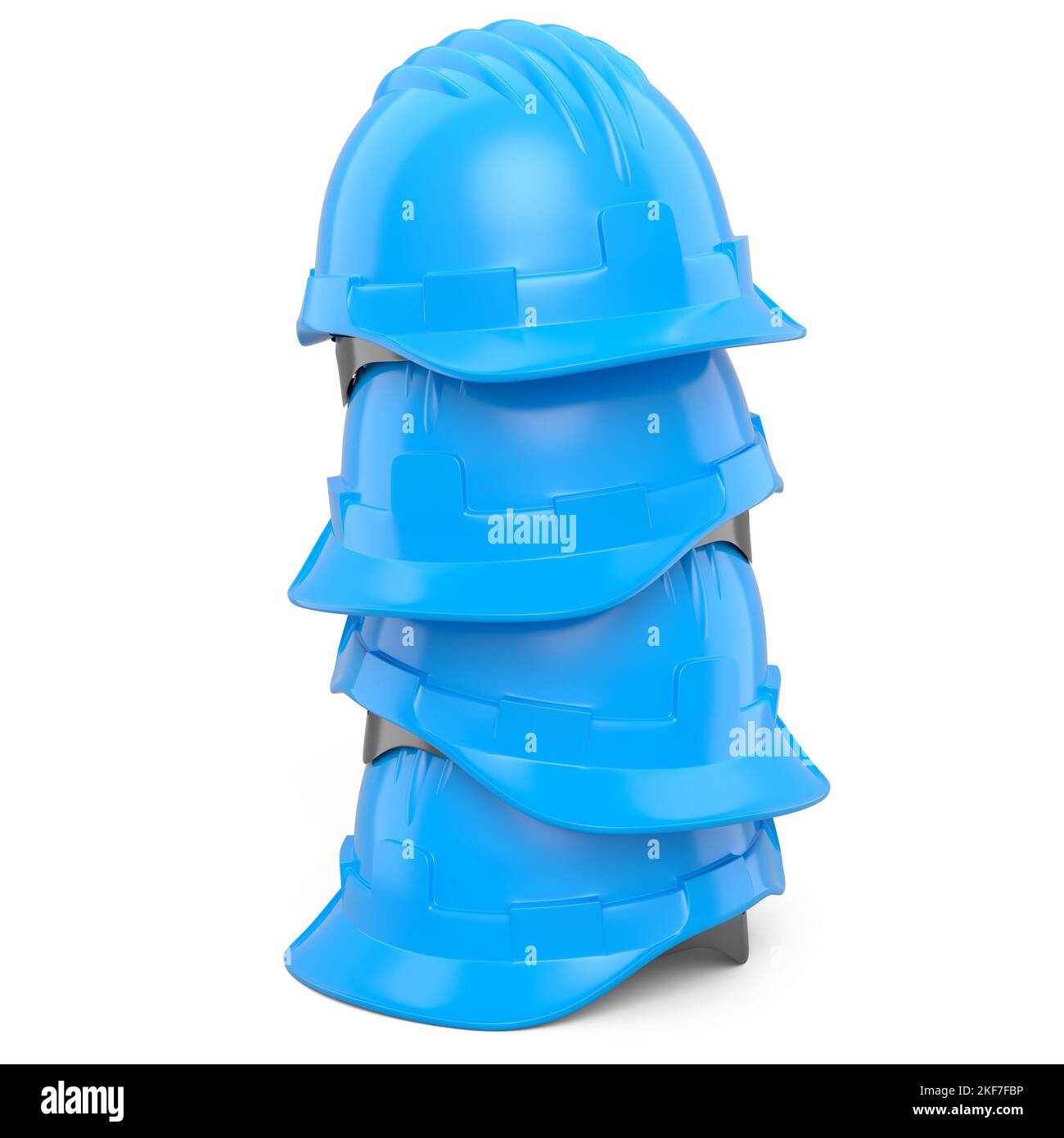 Stack of safety helmets or hard caps on white background. 3d render and ...