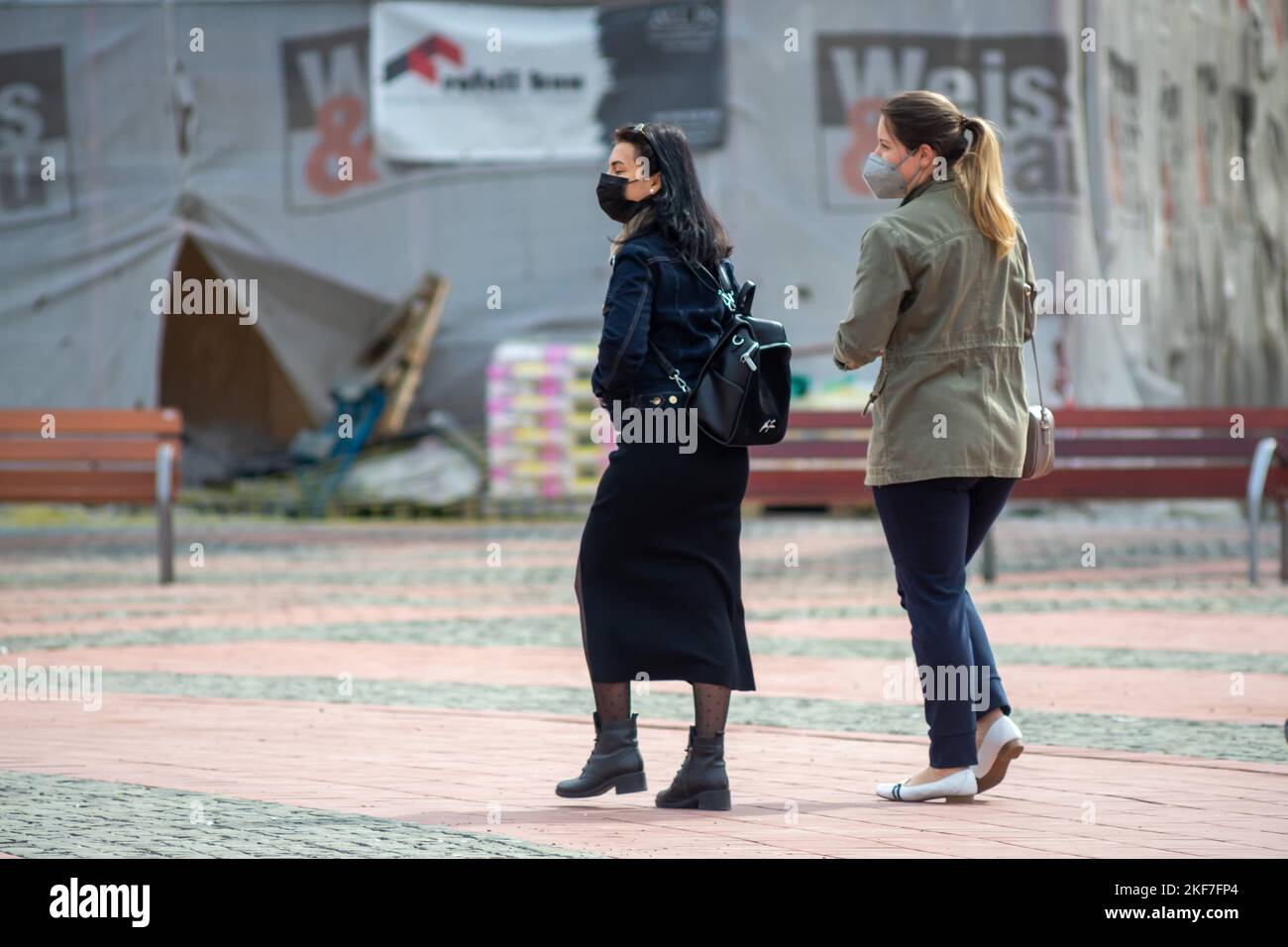 Timisoara, Romania - April 17, 2021: People walking on the street. Real ...