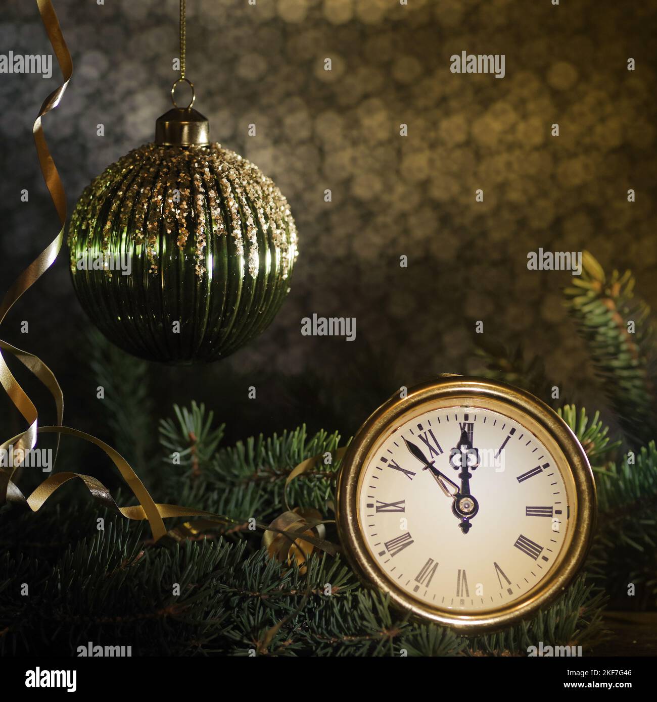 New Year concept, clock near to the midnight of 2023, abstract bokeh background Stock Photo - Alamy