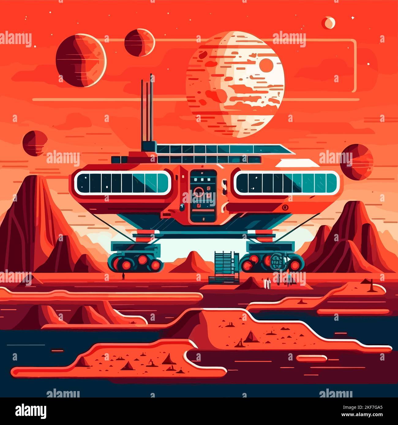A vector of a space colony on an extraterrestrial planet Stock Vector ...