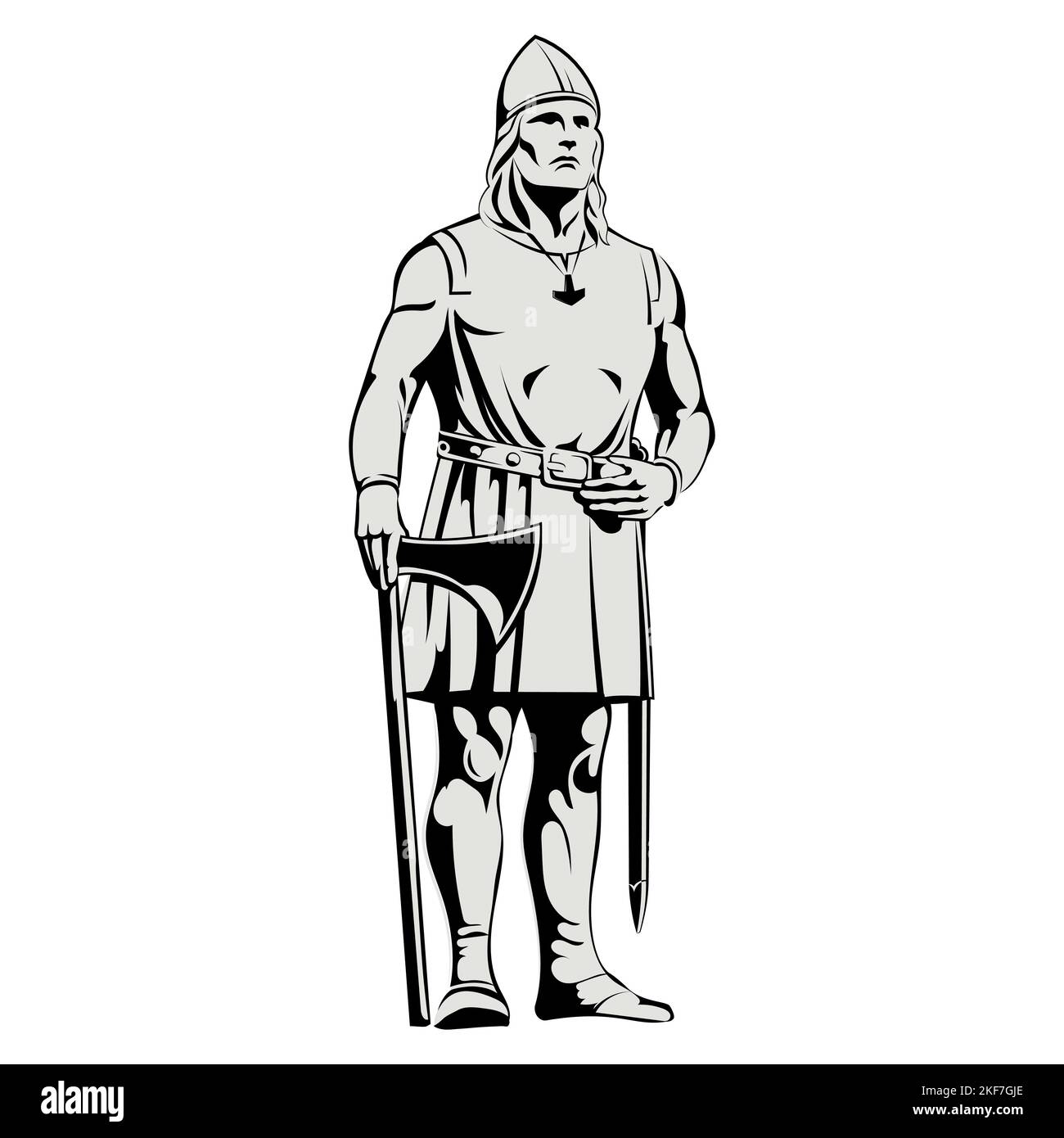 Viking design. Old Norse warriors with axe and sword Stock Vector Image ...