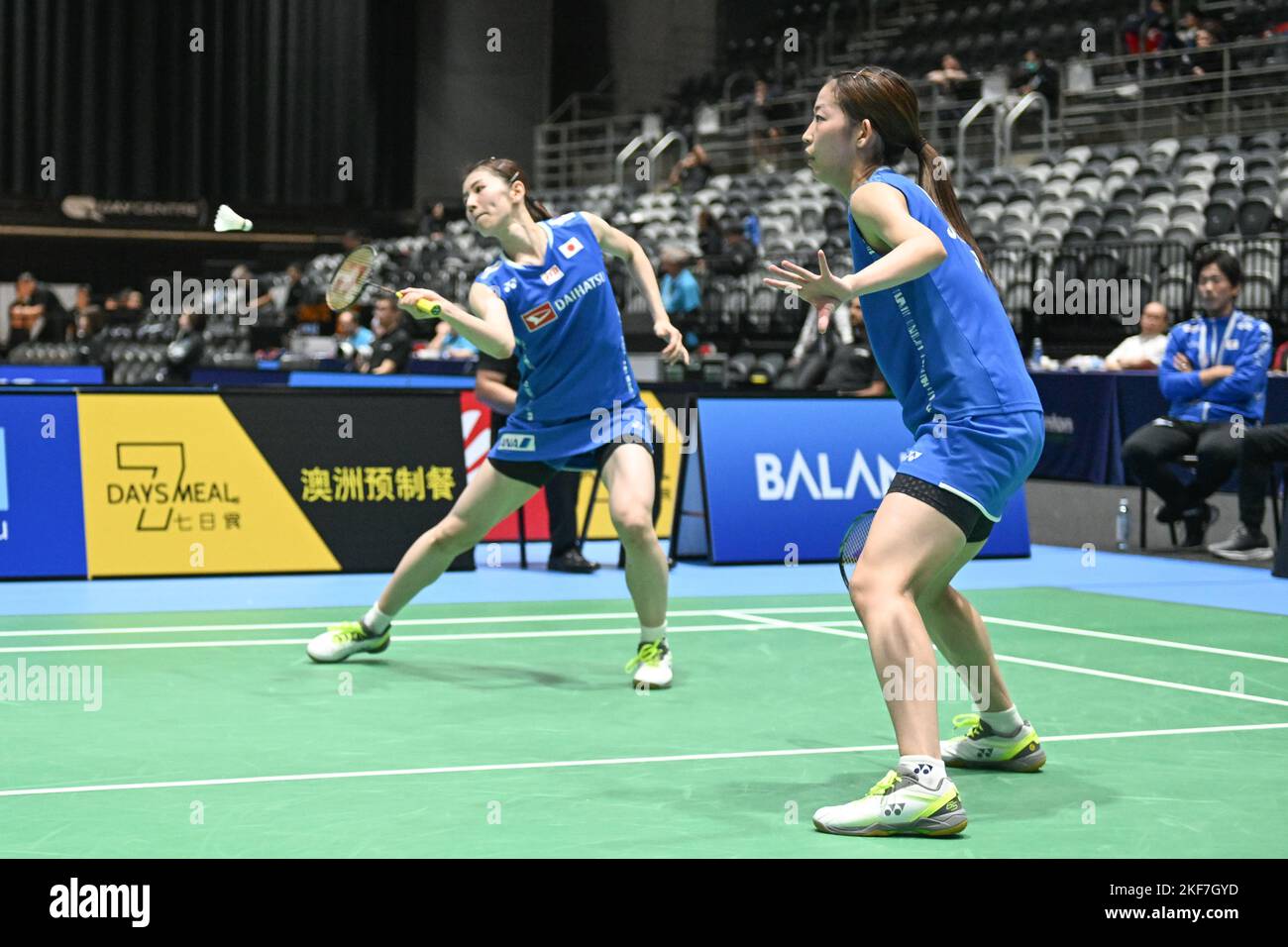 Chiharu Shida (L) and Nami Matsuyama (R) of Japan seen in action during ...