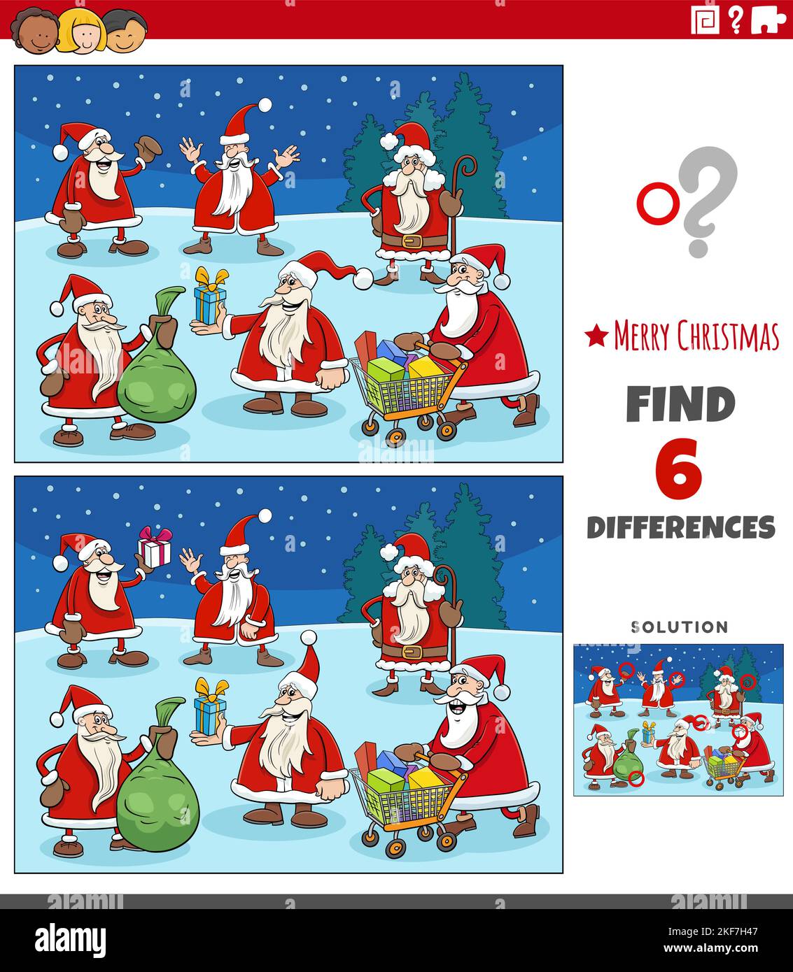 Cartoon illustration of finding differences between pictures ...