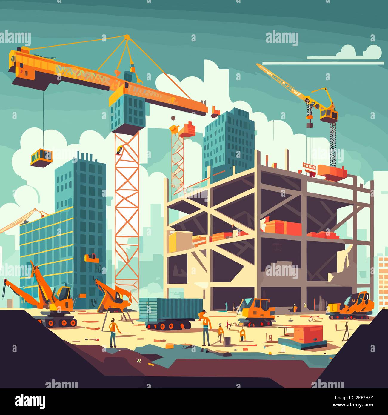 A vector of the construction site in the city Stock Vector Image & Art ...