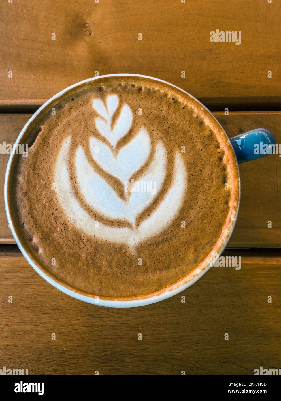 A high angle view of cappuccino on the table Stock Photo - Alamy
