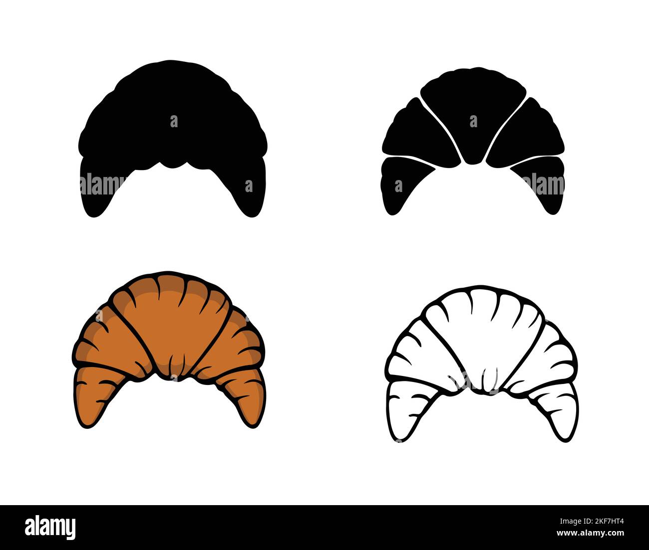 Croissants black icon, concept illustration, vector flat symbol, glyph ...