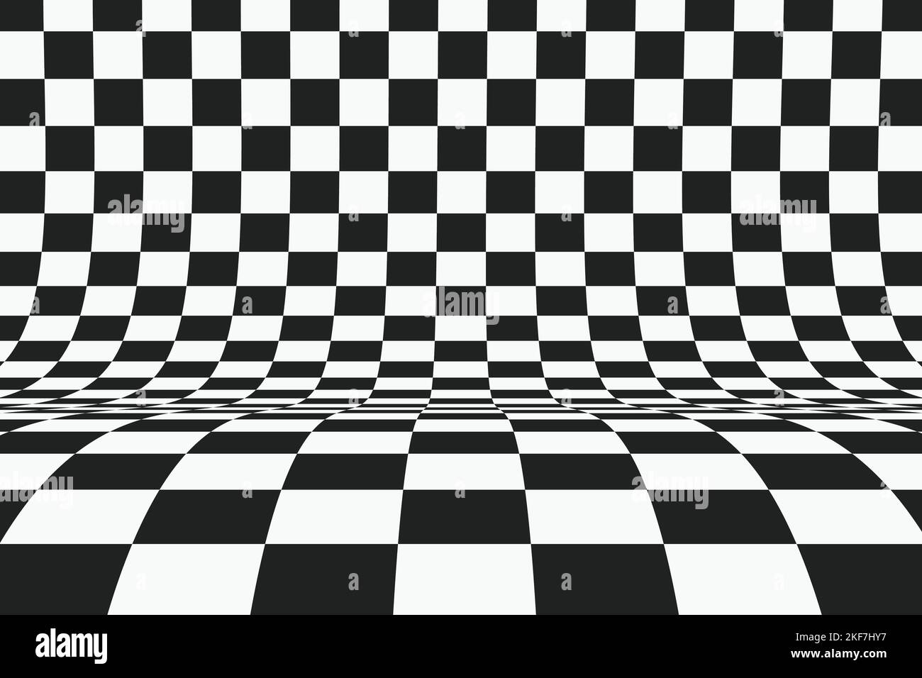 Wavy checkered surface in perspective view. Curved chess background ...