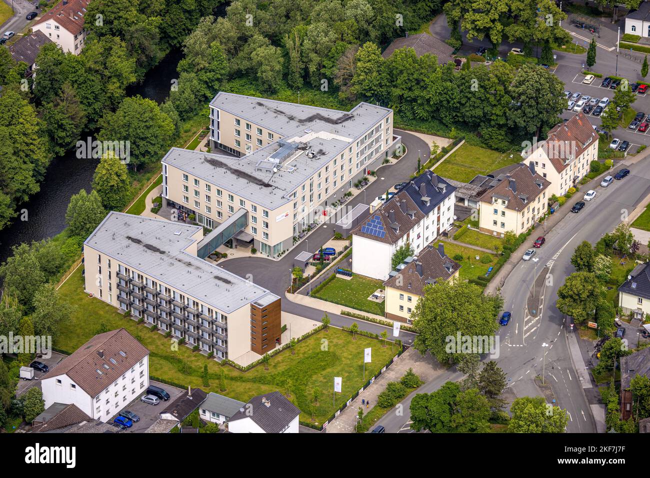 Aerial view, new building senior residence Ruhrblick, Arnsberg ...