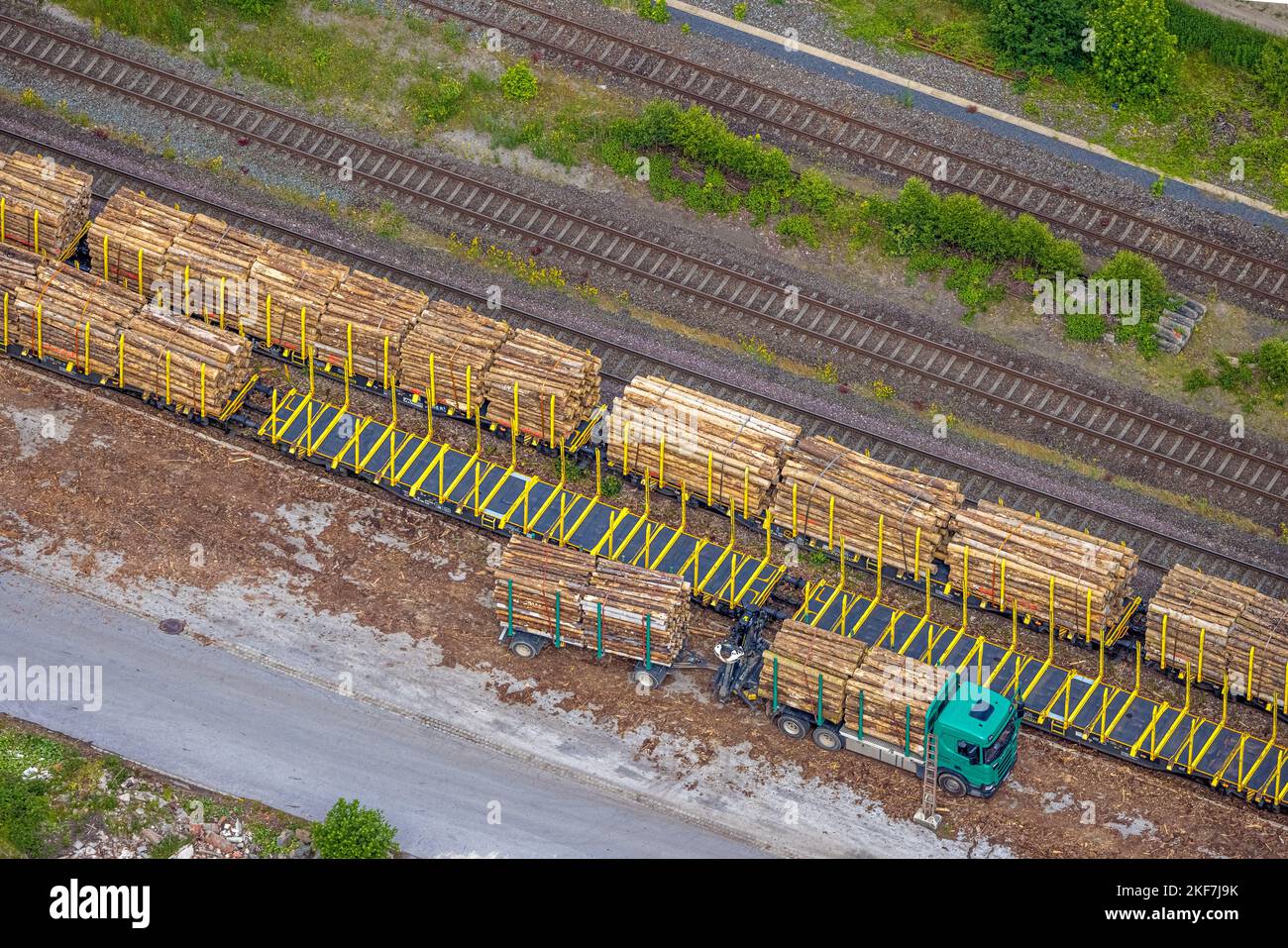 Aerial view, wood loading station Branddirektor-Kraemer-Straße ...