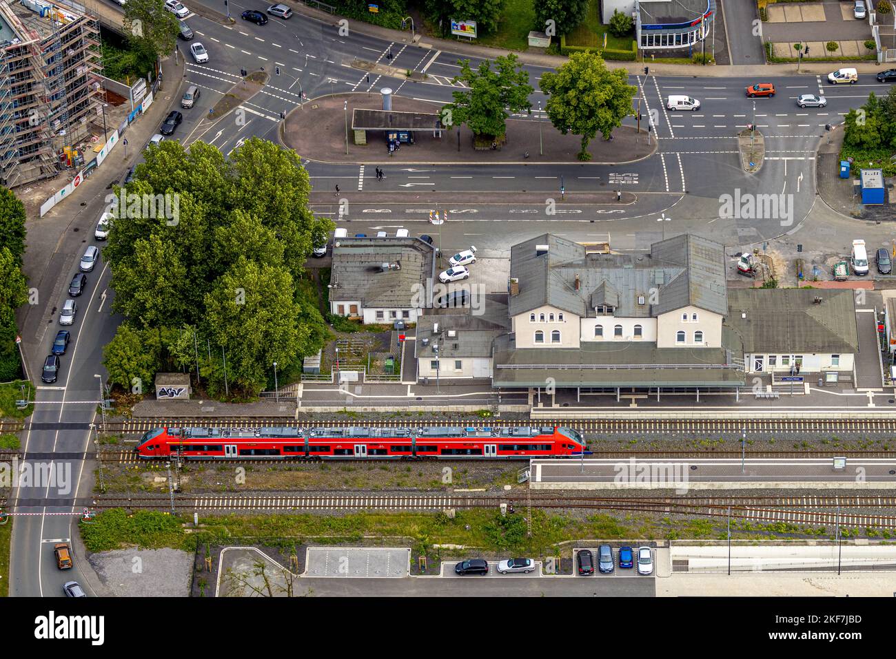 Aerial view, Neheim-Hüsten railroad station, Hüsten, Arnsberg ...