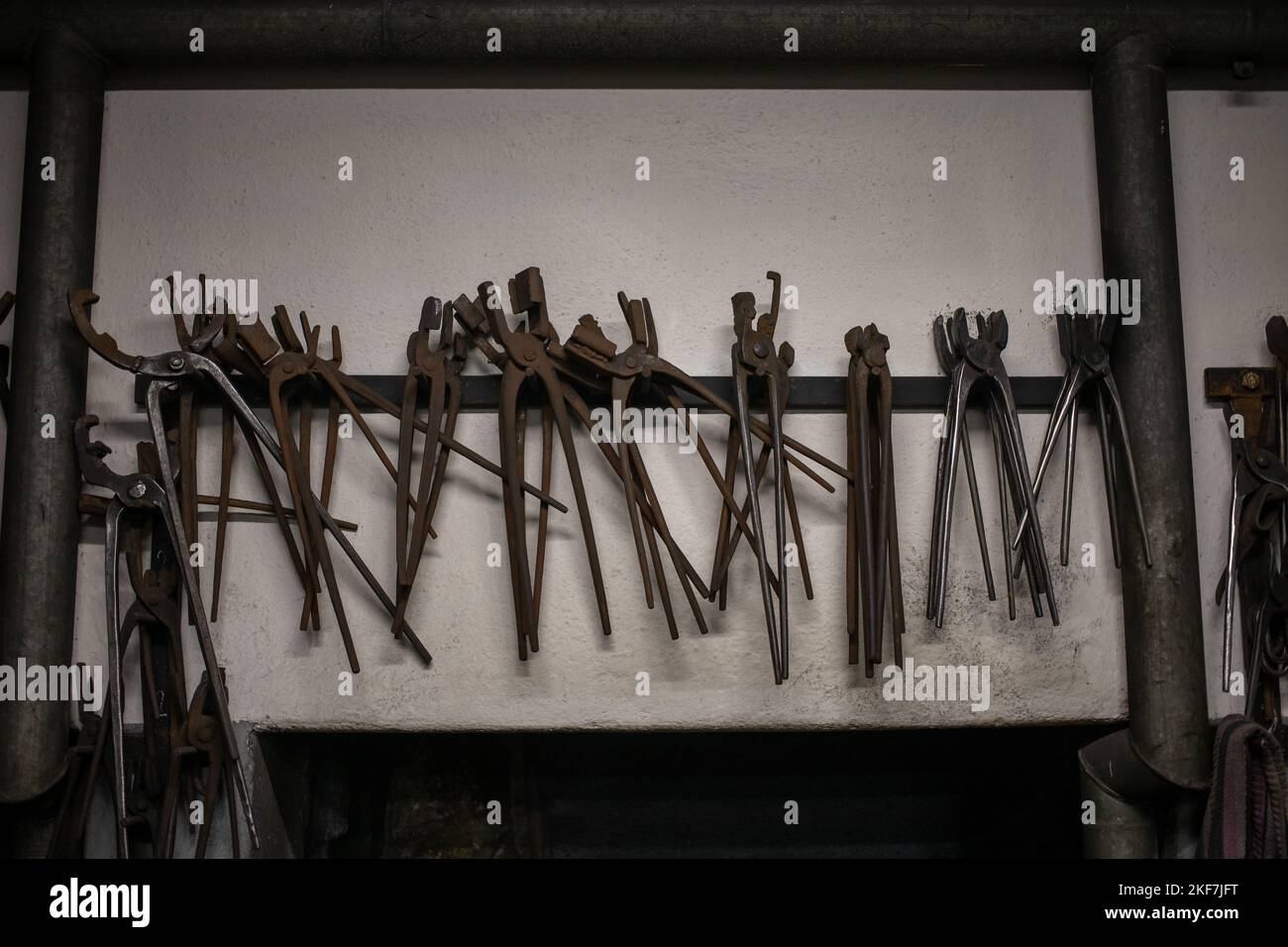 blacksmith tools and metal blanks in privet forge Stock Photo - Alamy