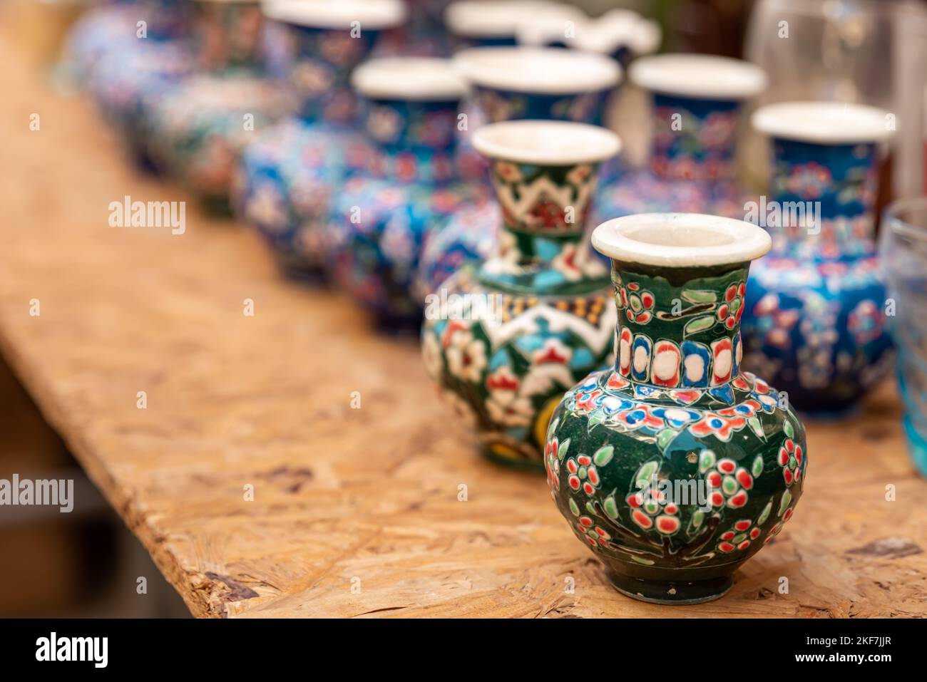 colorful porcelain vases on the street , handmade ceramic vase Stock ...