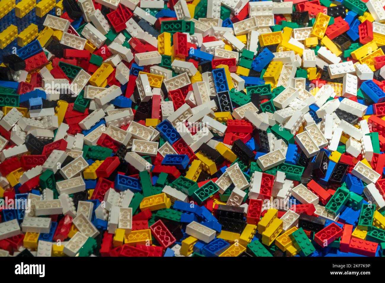 A multi-colored collection of Lego brand plastic bricks in New York on ...