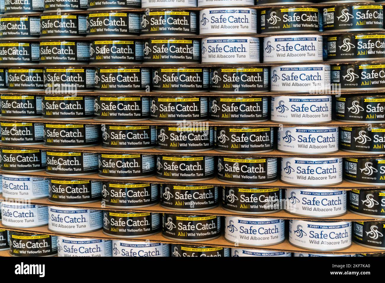 A display of Safe Catch brand tuna cans in New York on Friday, November ...