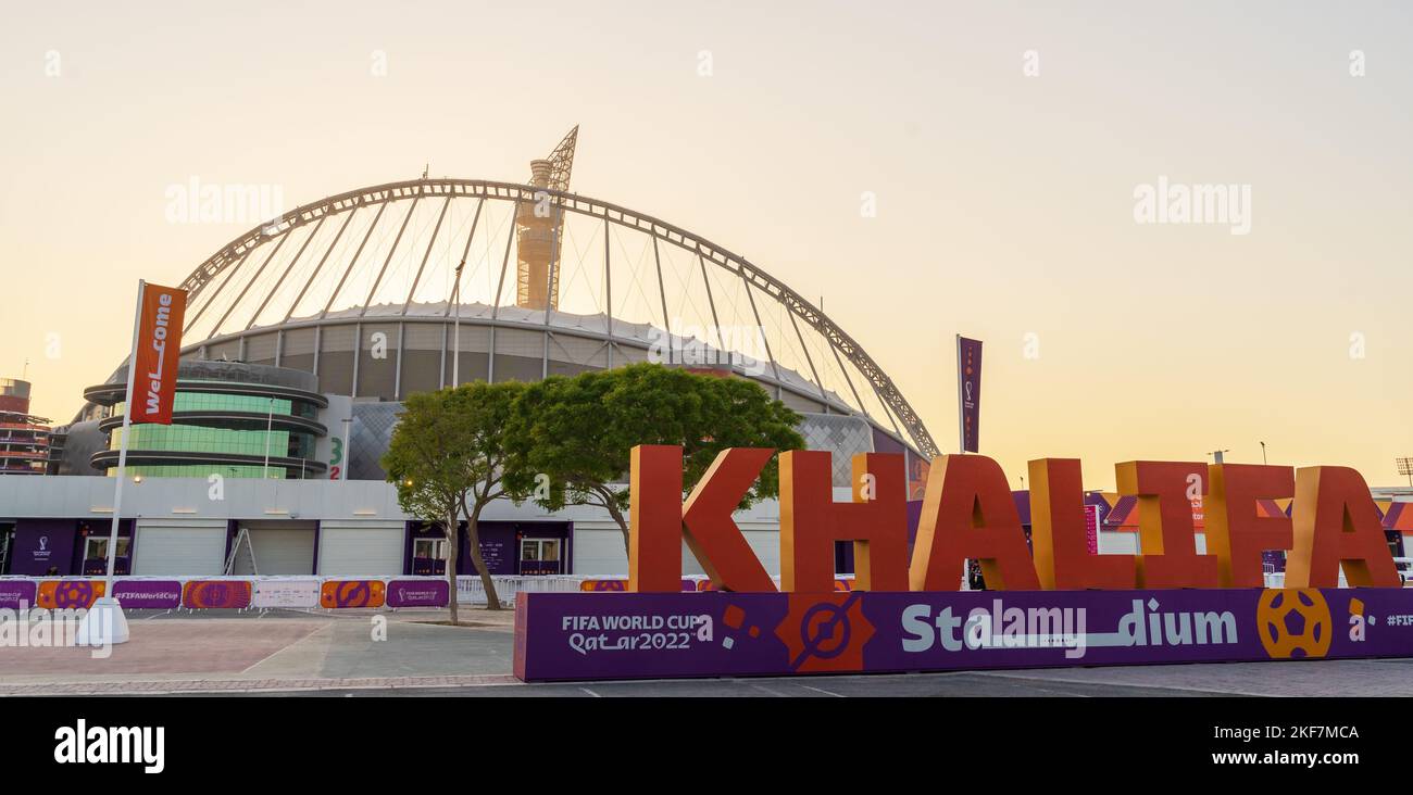 Doha, Qatar- October 10.2022: Khalifa International Stadium, also known ...