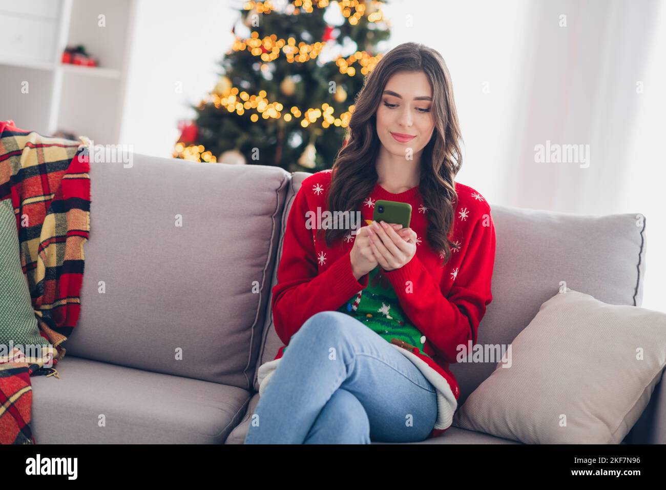 Photo cadre of young positive nice smiling pretty alone lady sitting ...