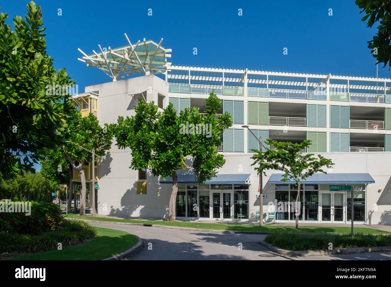Grand Cayman, Cayman Islands, Aug 2022, view of a modern building at ...