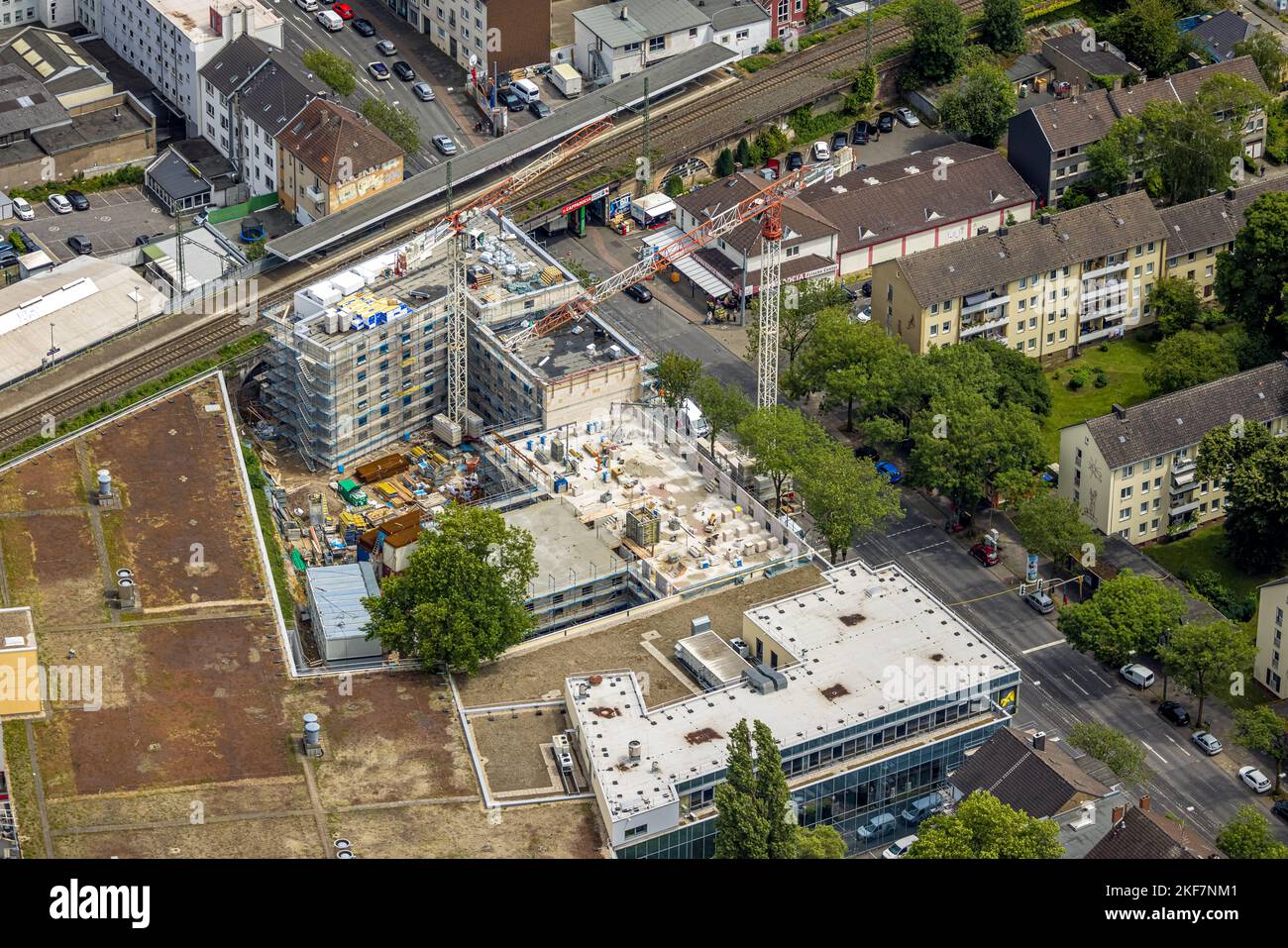 Aerial view, construction site and new building at Alleestraße at ...