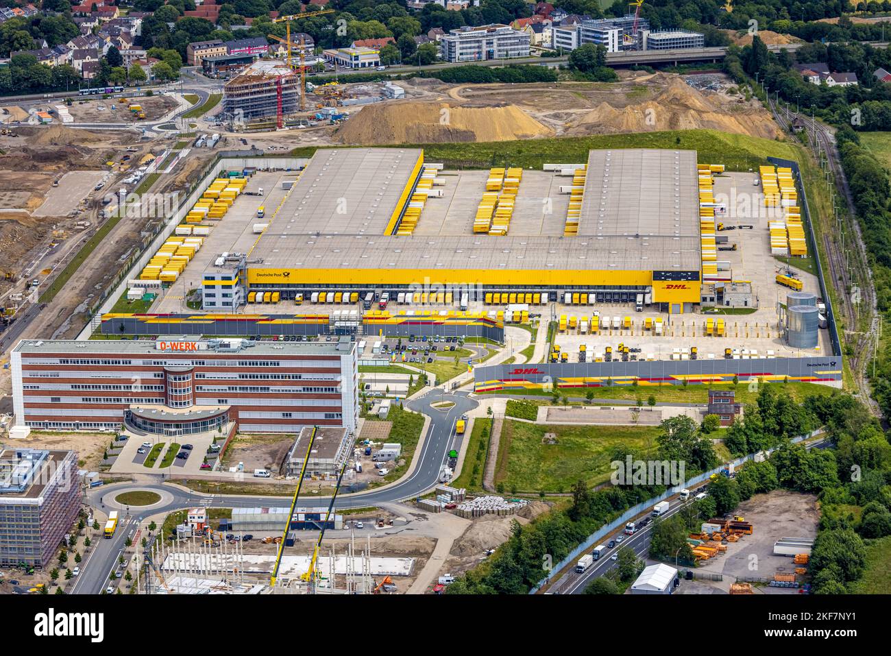 Aerial view, industrial park Mark 51/7 with DHL Logistik, new building ...