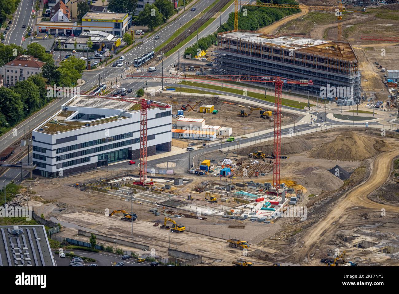 Aerial view, industrial area Mark 51/7 new building of the O-Werk ...