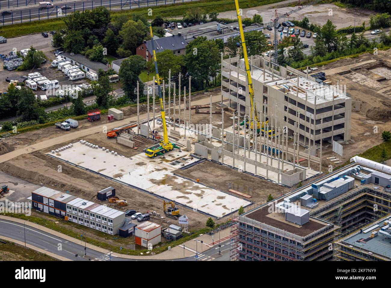 Aerial view, industrial area Mark 51/7 new building of the O-Werk ...