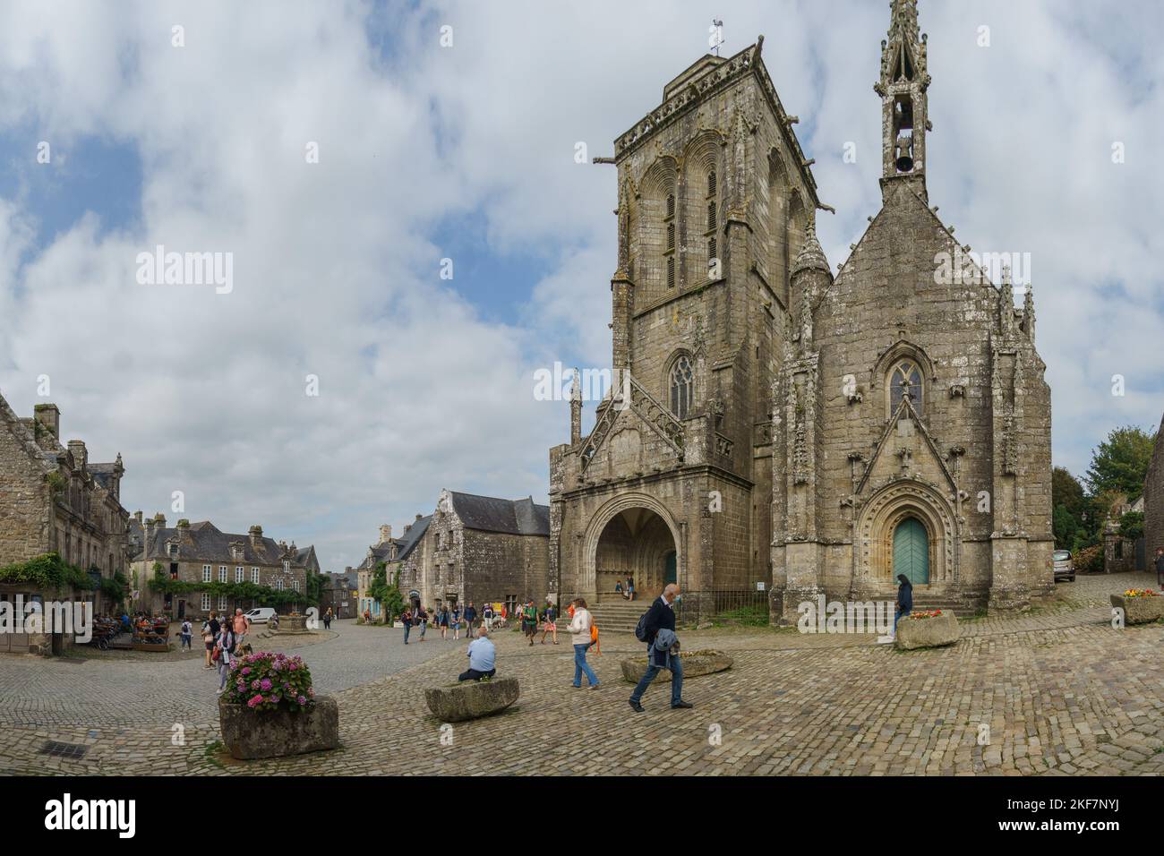 Typical beautiful breton Flamboyant Gothic church named Eglise Saint ...