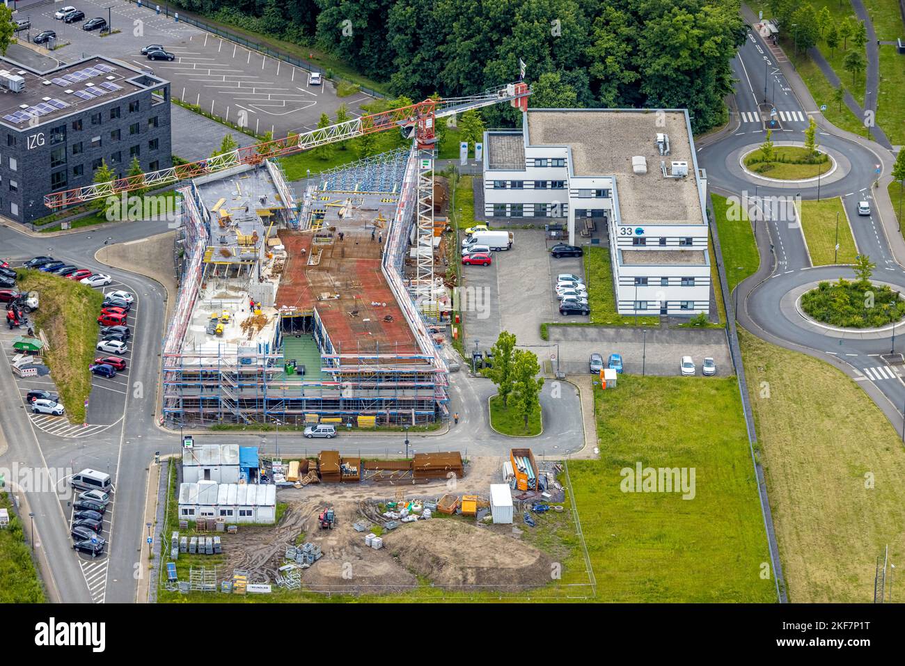 Aerial view, construction site with new building health campus, at RUB ...