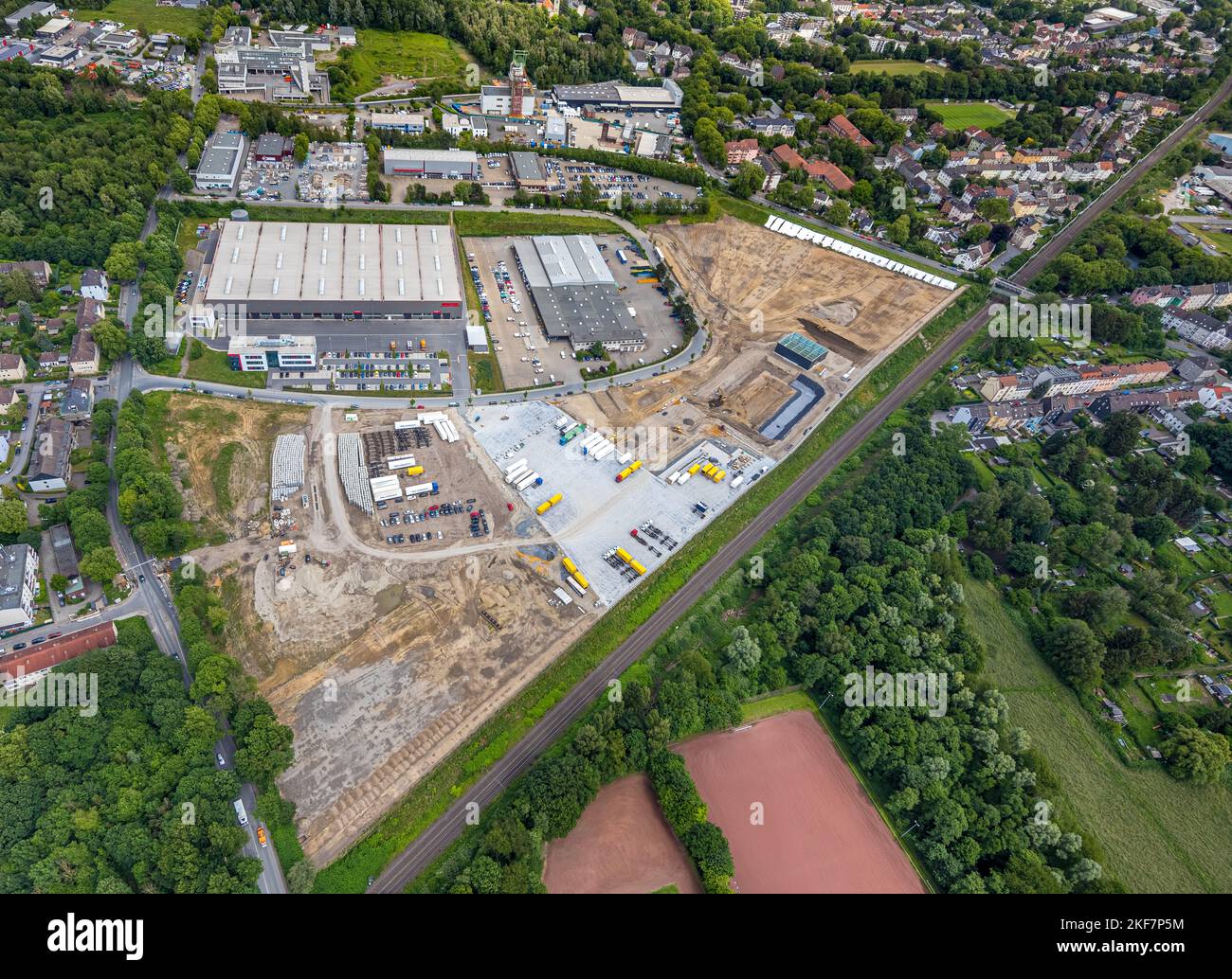 Aerial view, industrial park Arnoldschacht, with BROCK sweeping ...