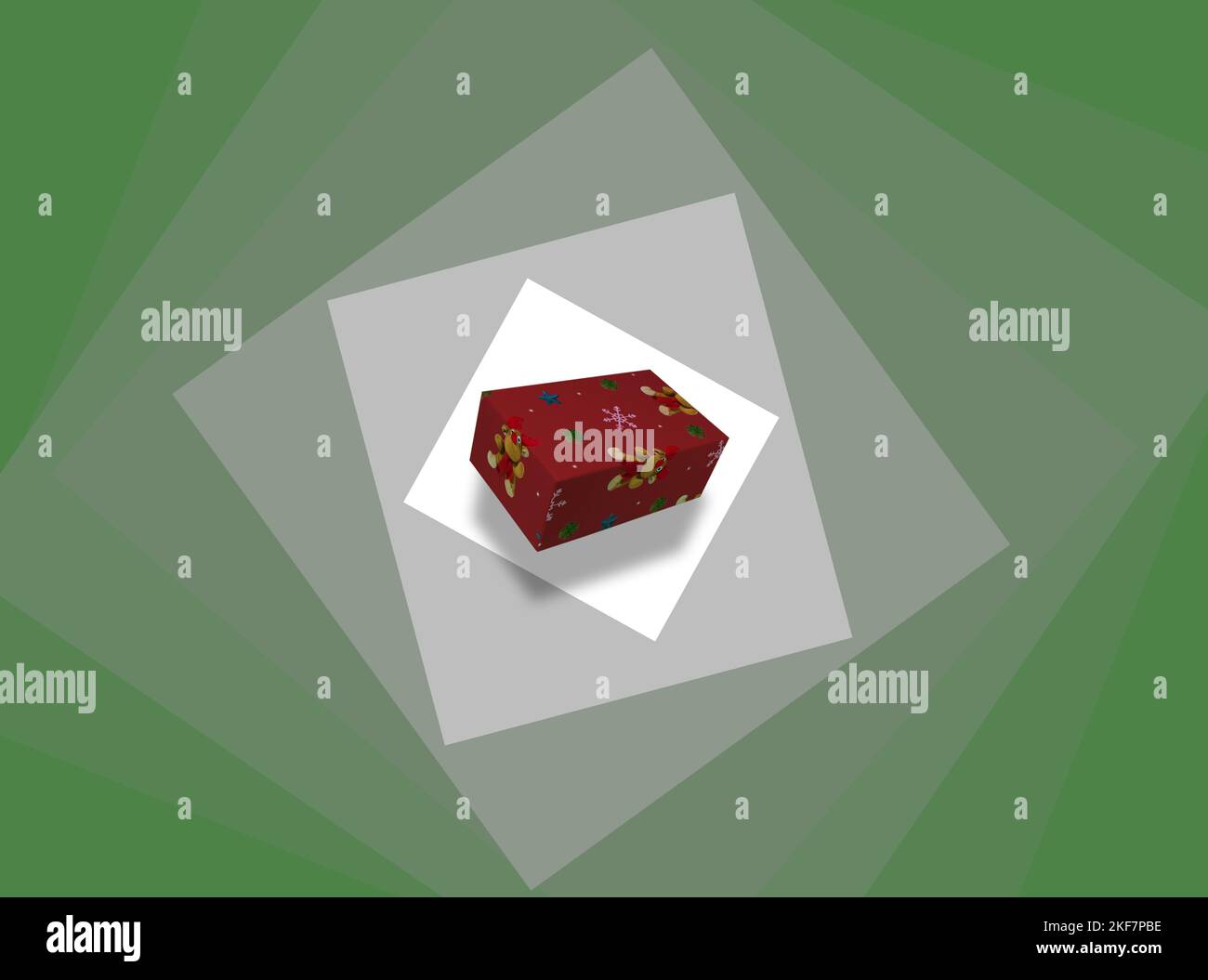 green square shade from dark green to white, in the middle gift box, a ...