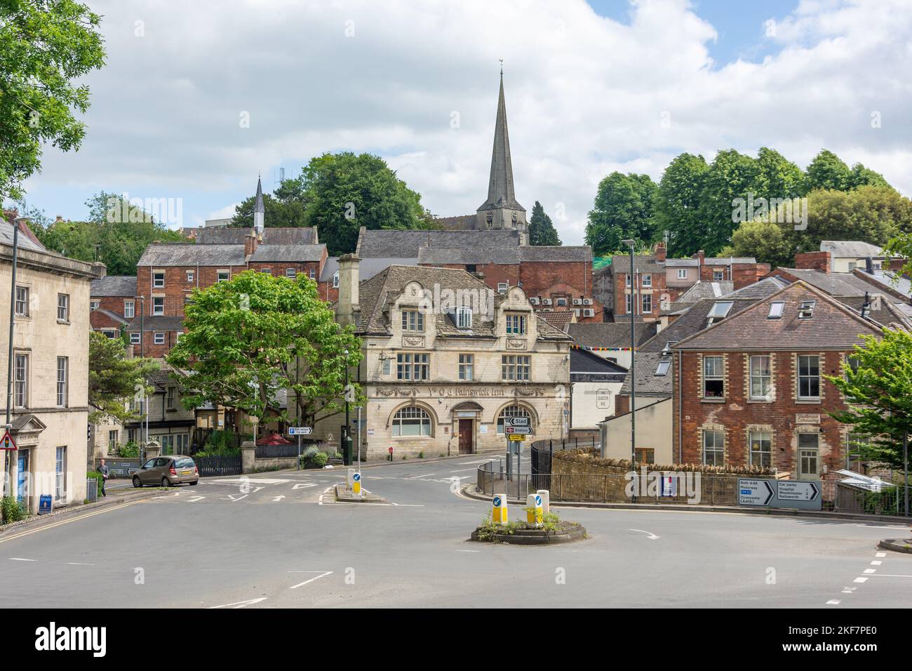 Church spire and town view from Beeches Green, Stroud, Gloucestershire ...