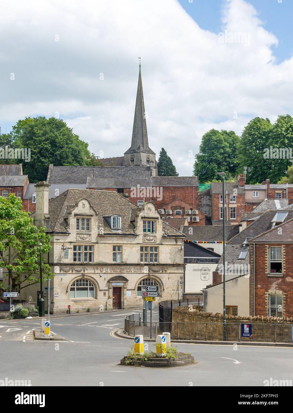 Church spire and town view from Beeches Green, Stroud, Gloucestershire ...