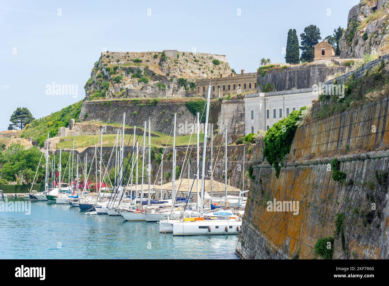 The Old Fortress of Corfu (Paleo Frourio) and Mandraki Marina, Corfu ...