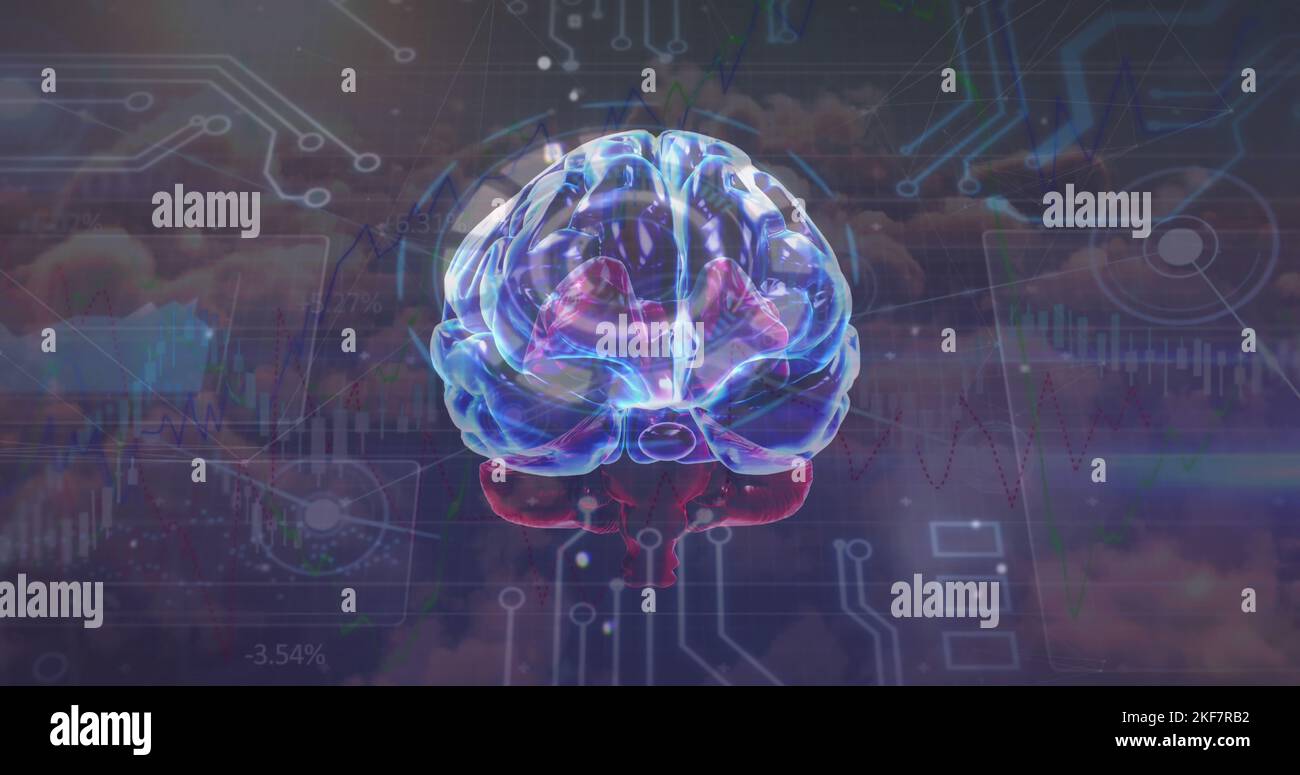 Image of motherboard and brain in digital space Stock Photo - Alamy