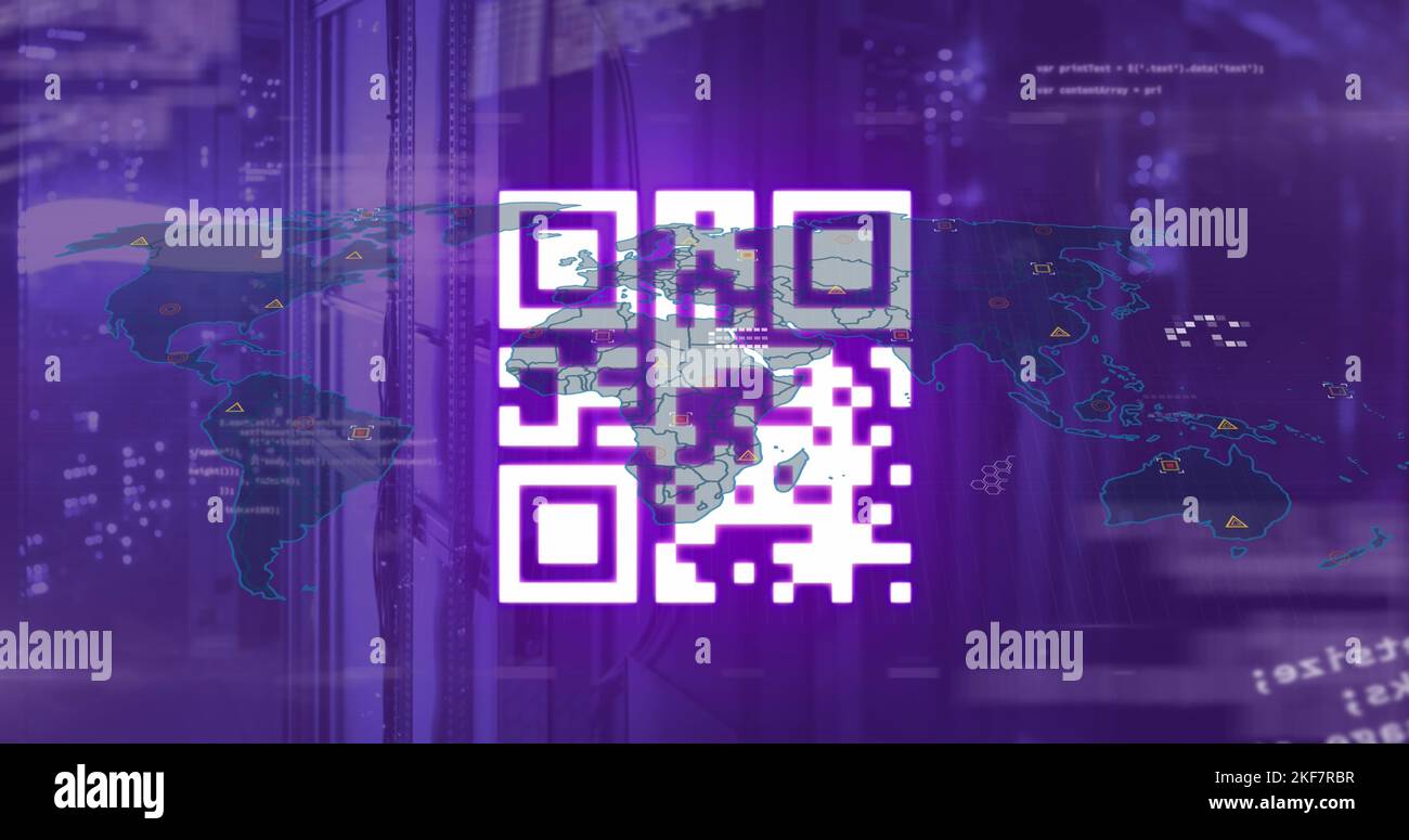 Animated qr code over digital interface Stock Photo - Alamy