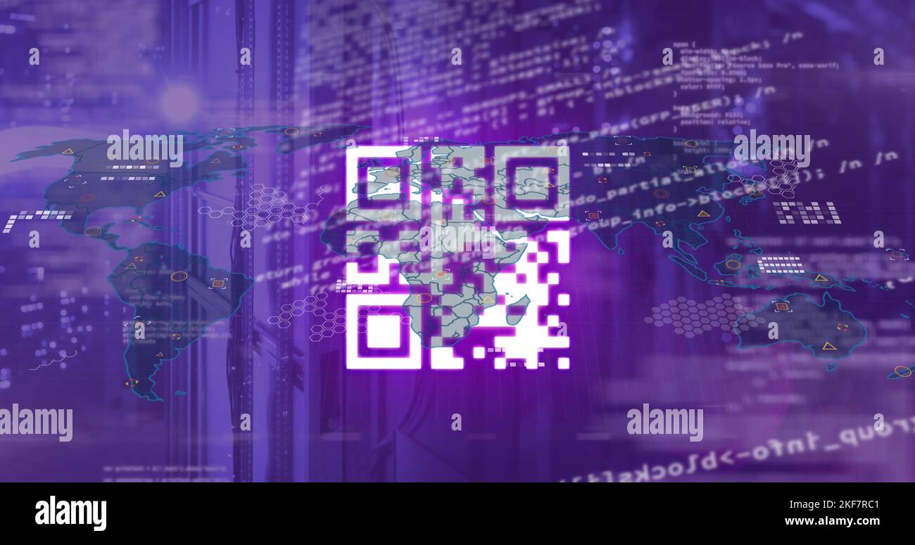 Animated qr code over digital interface Stock Photo - Alamy