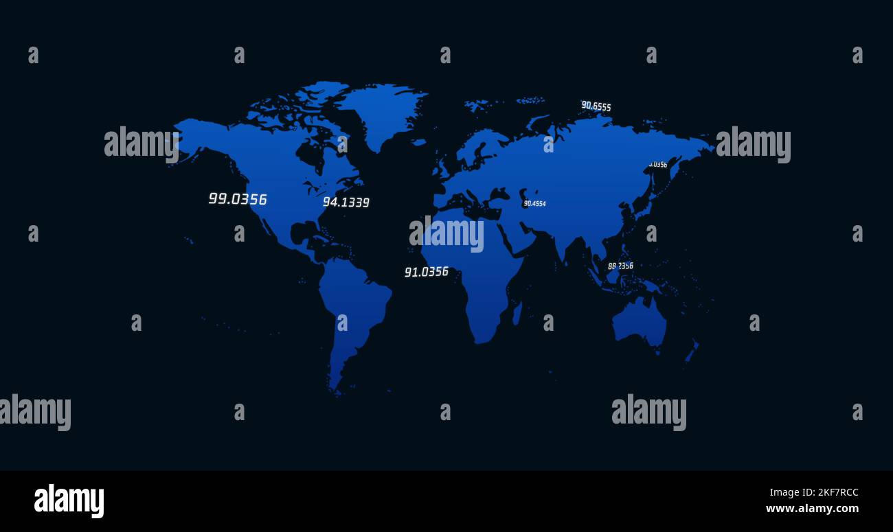 Numbers rising against world map in background Stock Photo - Alamy