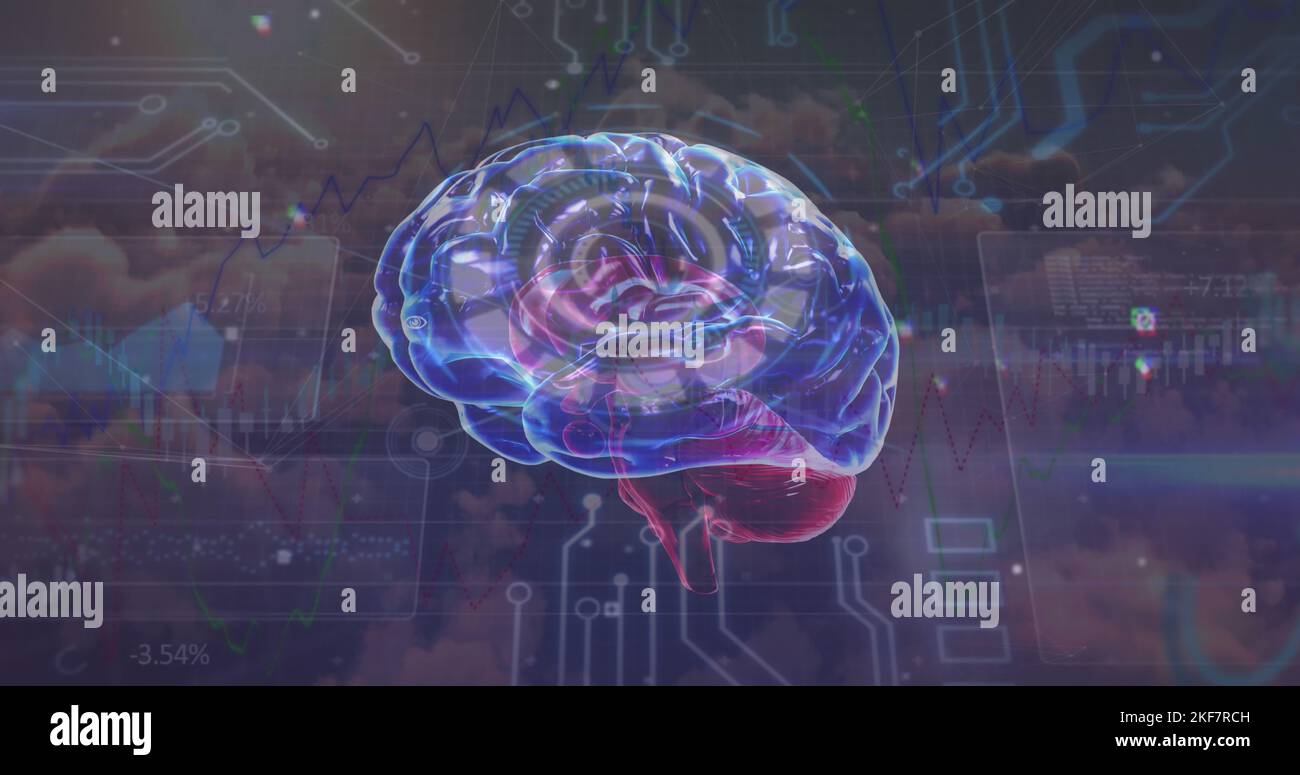 Image of motherboard and brain in digital space Stock Photo - Alamy