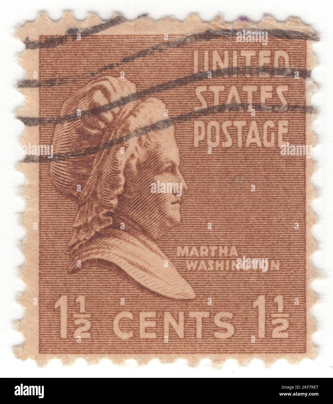 USA - 1938: An 1½ cents bister-brown postage stamp depicting portrait ...