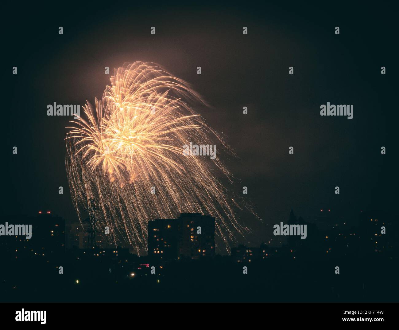 abstract firework in the night city Stock Photo - Alamy