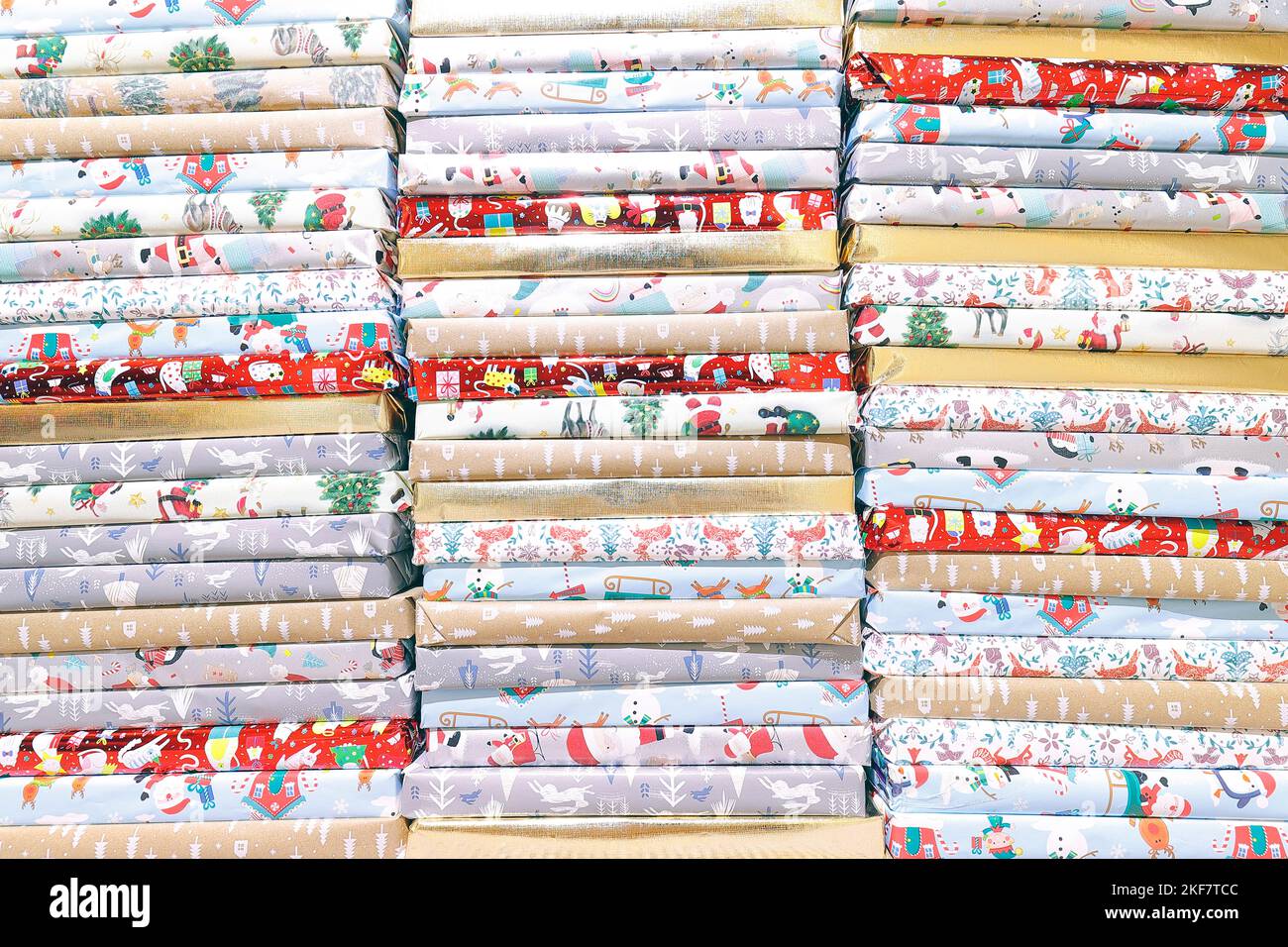 Rows of stacked christmas presents hi-res stock photography and images ...