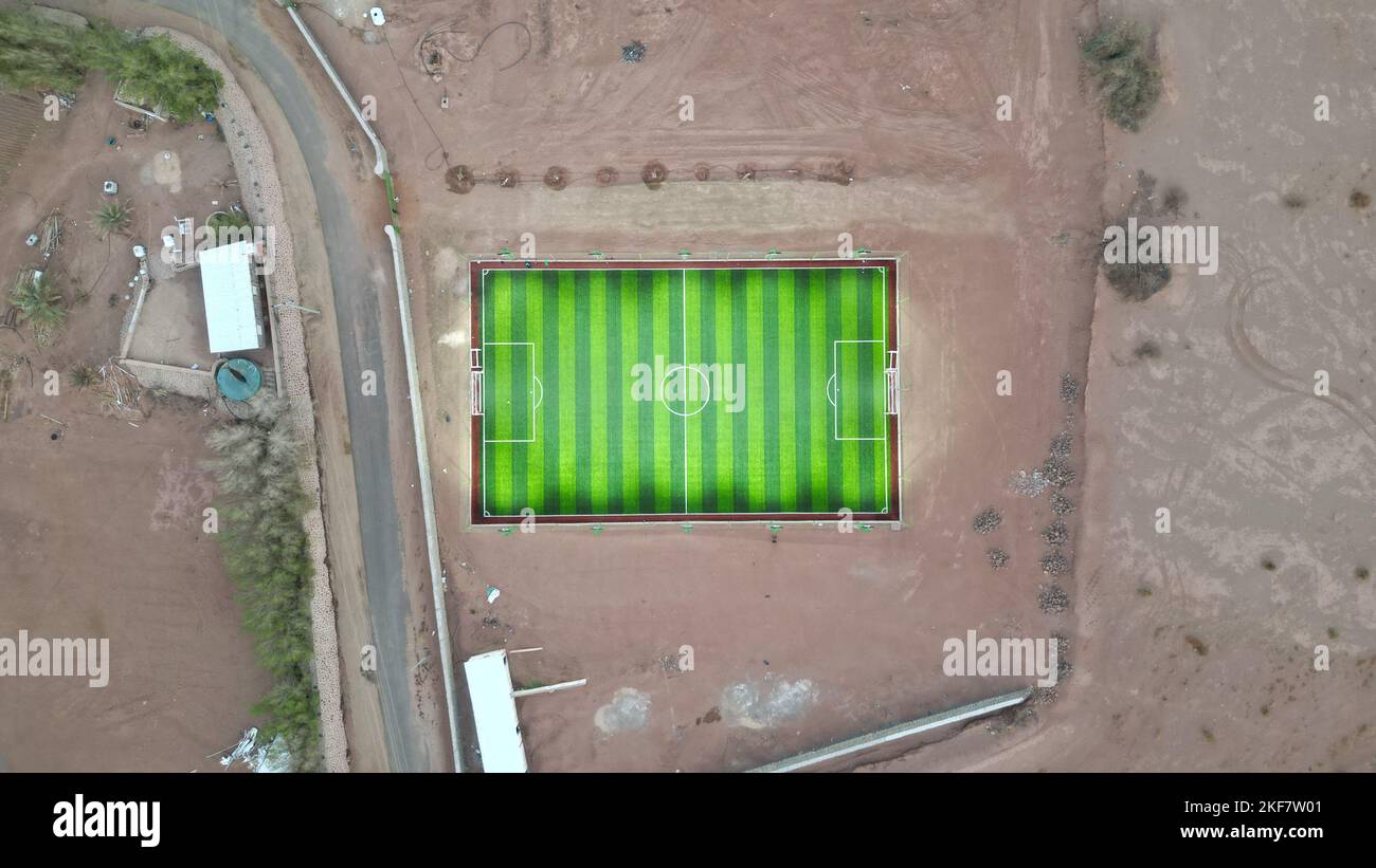 An aerial view of football court in a dry landscape Stock Photo - Alamy