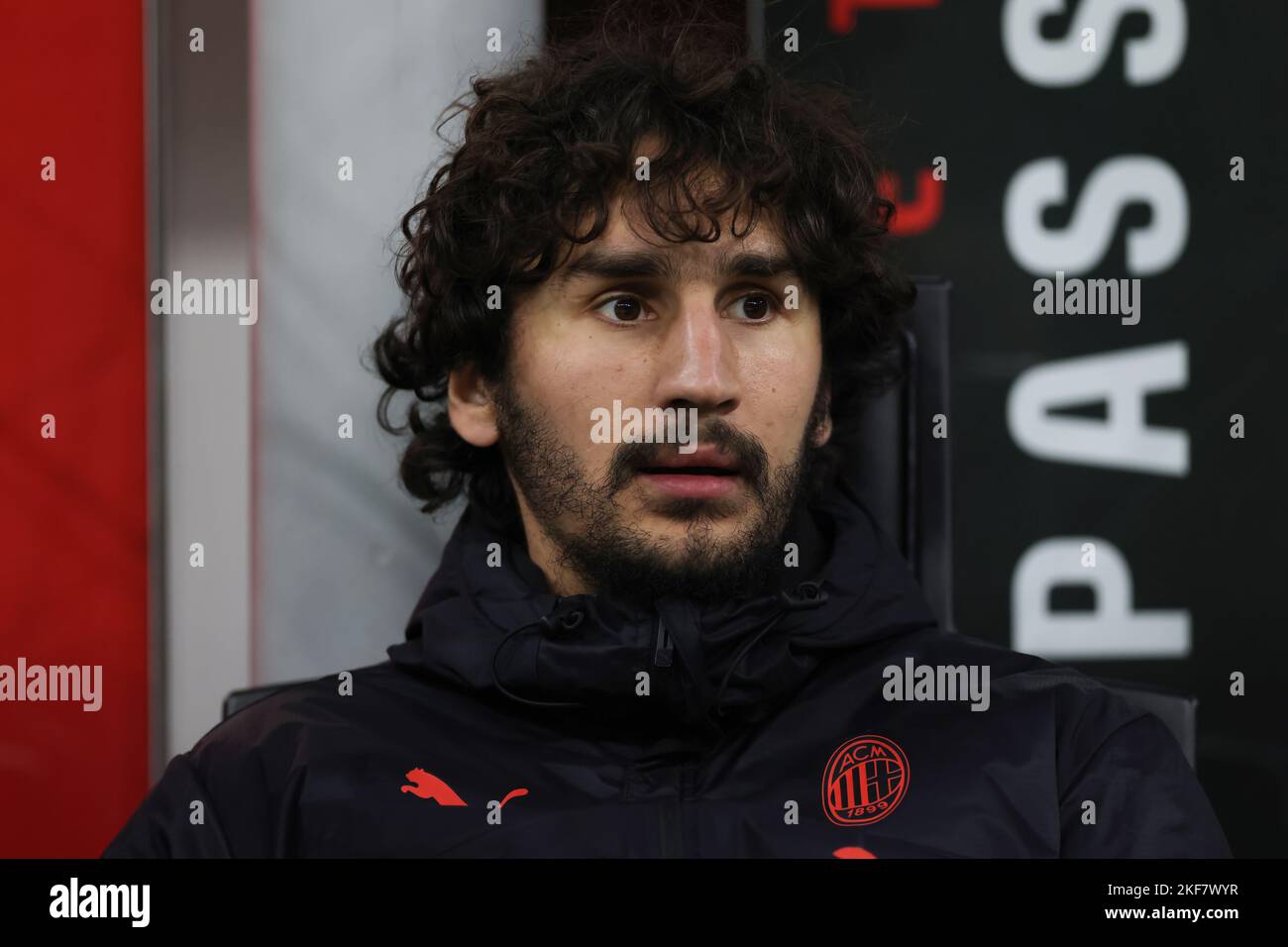 Milan, Italy, 13th November 2022. Yacine Adli of AC Milan looks on from ...