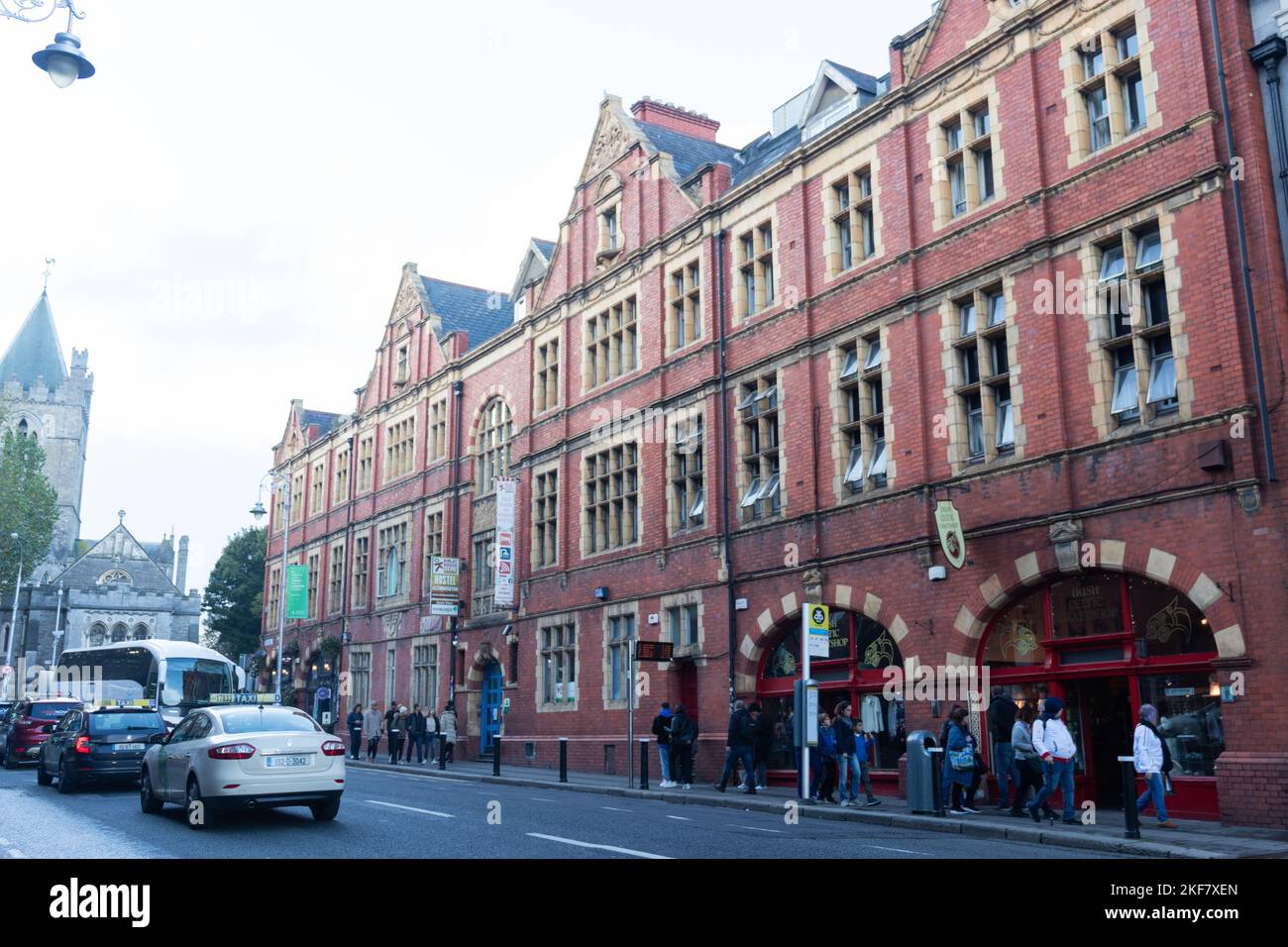 DUBLIN, IRELAND - October 20, 2022: Busy street in Dublin with typical ...