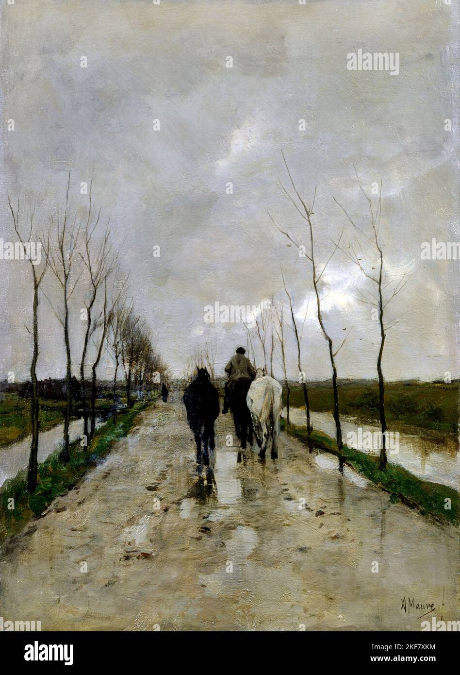 Anton Mauve; A Dutch Road; Circa 1880; Oil on canvas; Toledo Museum of Art, Ohio, USA Stock ...