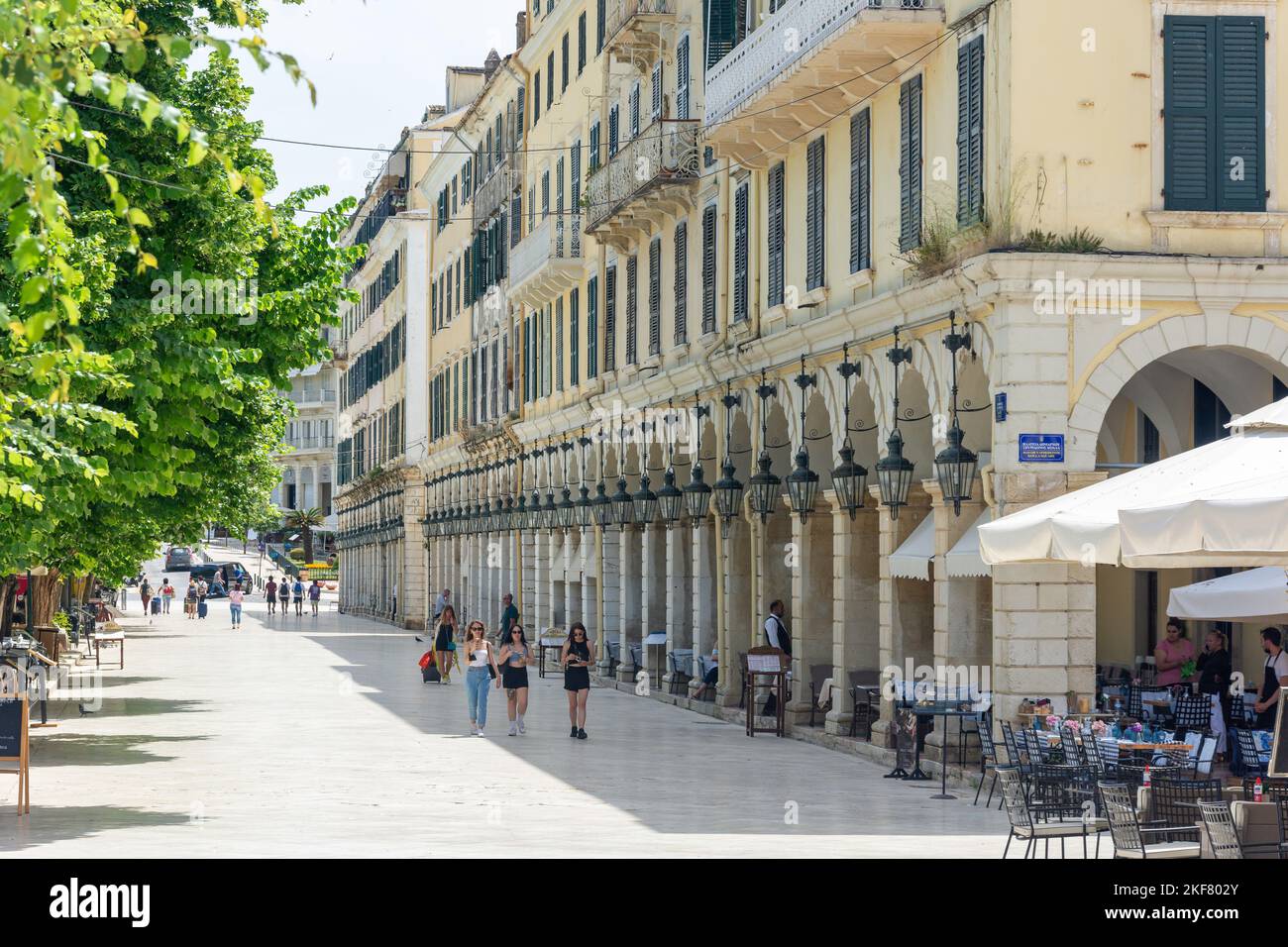 Arcaded terraces of The Liston, Corfu Old Town, Corfu (Kerkyra), Ionian ...