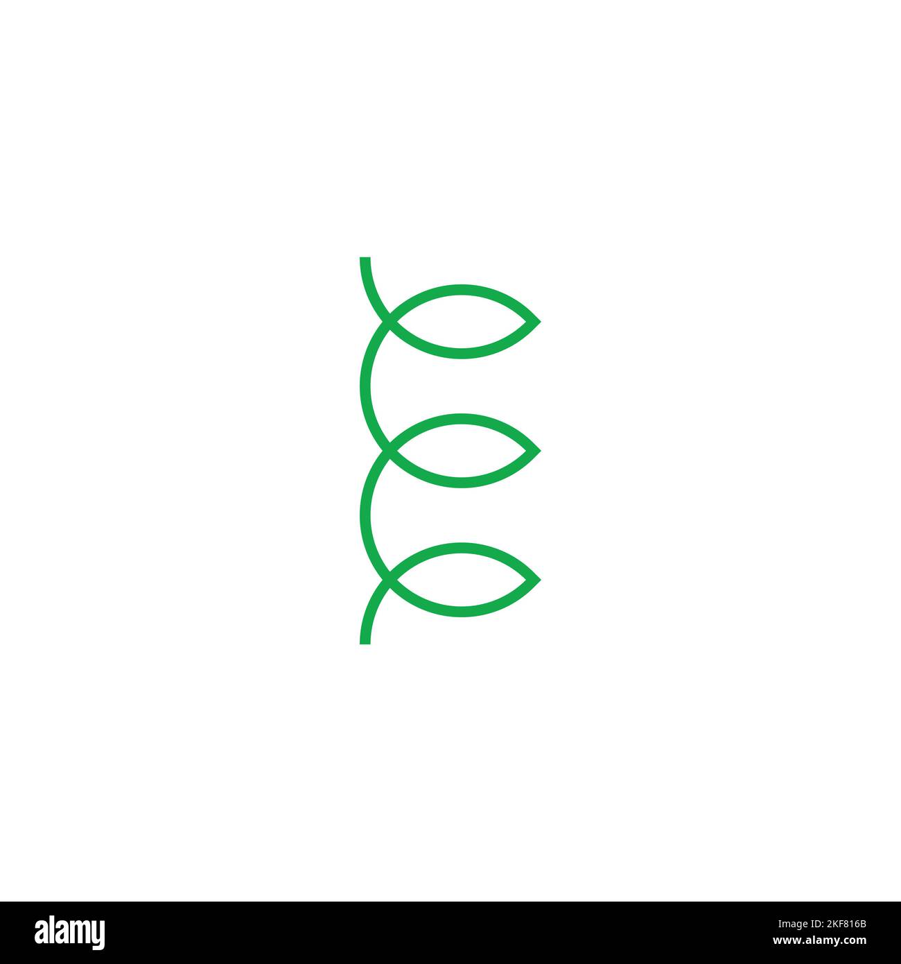 Letter E leaves, line geometric symbol simple logo vector Stock Vector ...