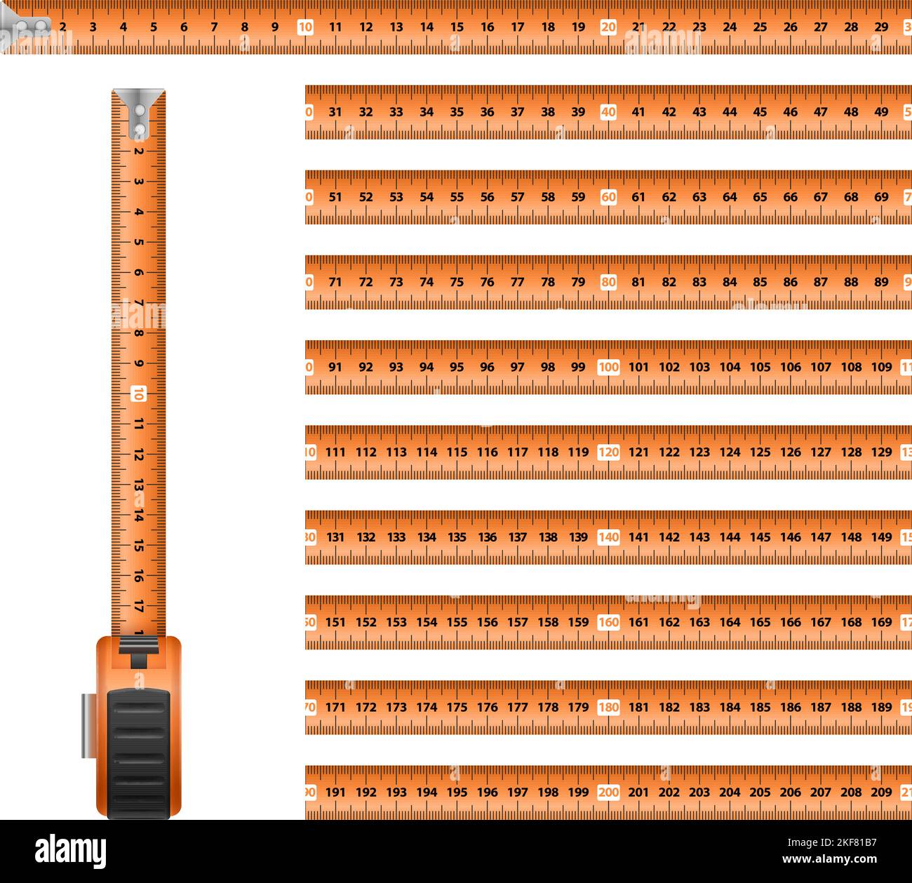 Measuring Graphic Design Orange Roulette Centimeter Scale on the White ...