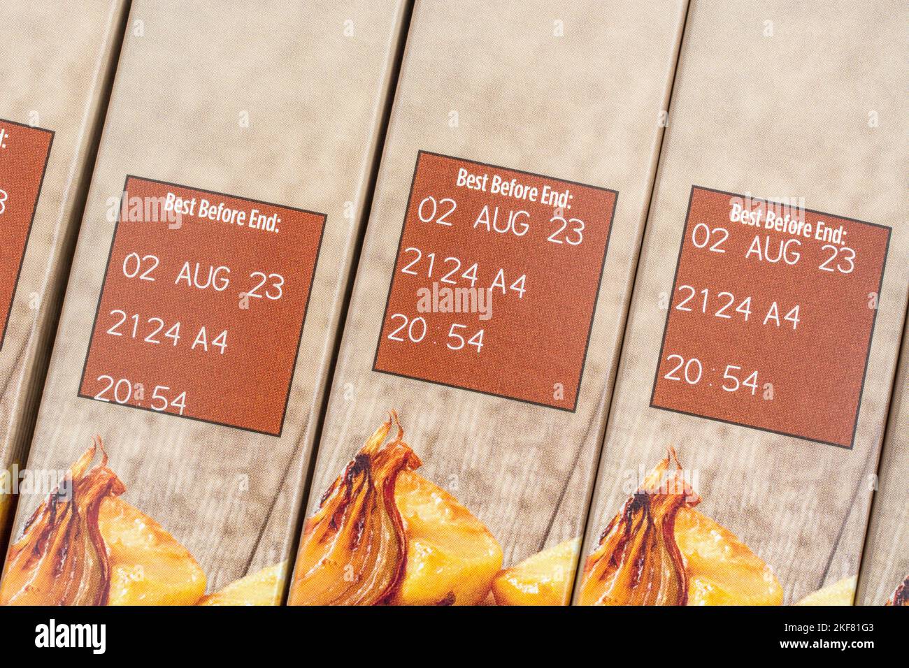 Best Before End / BBE date label on the side of a packet of ASDA sage ...